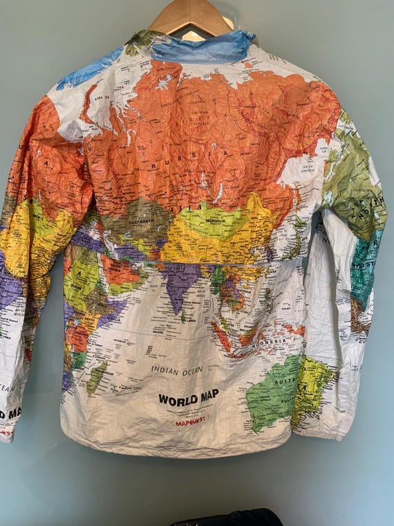 Vintage MapQuest Leslie Jordan World Map Tyvek Jacket - Gem