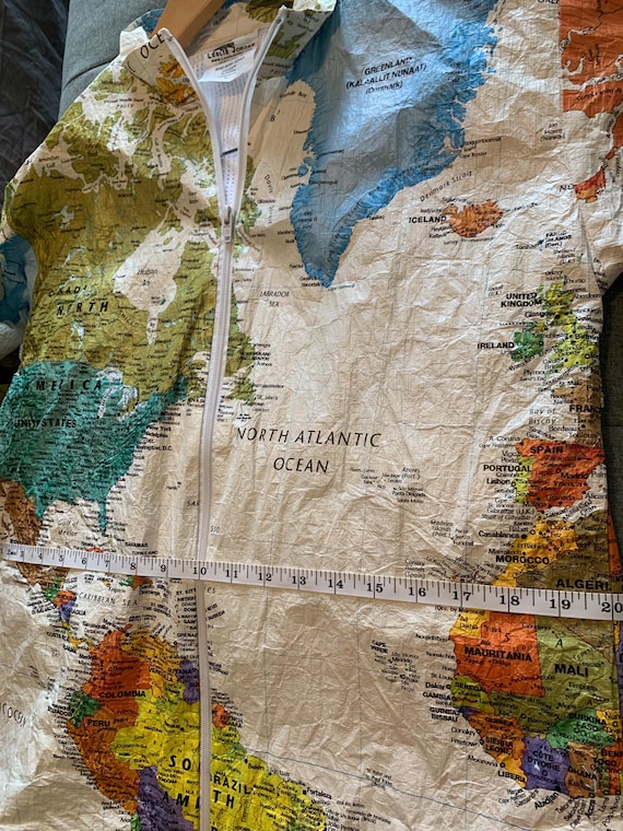 Vintage MapQuest Leslie Jordan World Map Tyvek Jacket - Gem