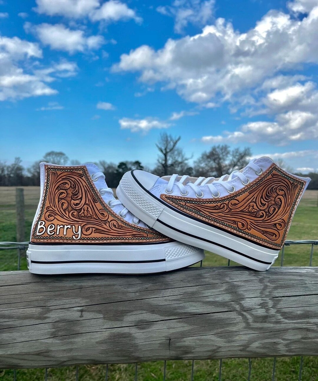 Custom Tooled Leather Converse - Etsy
