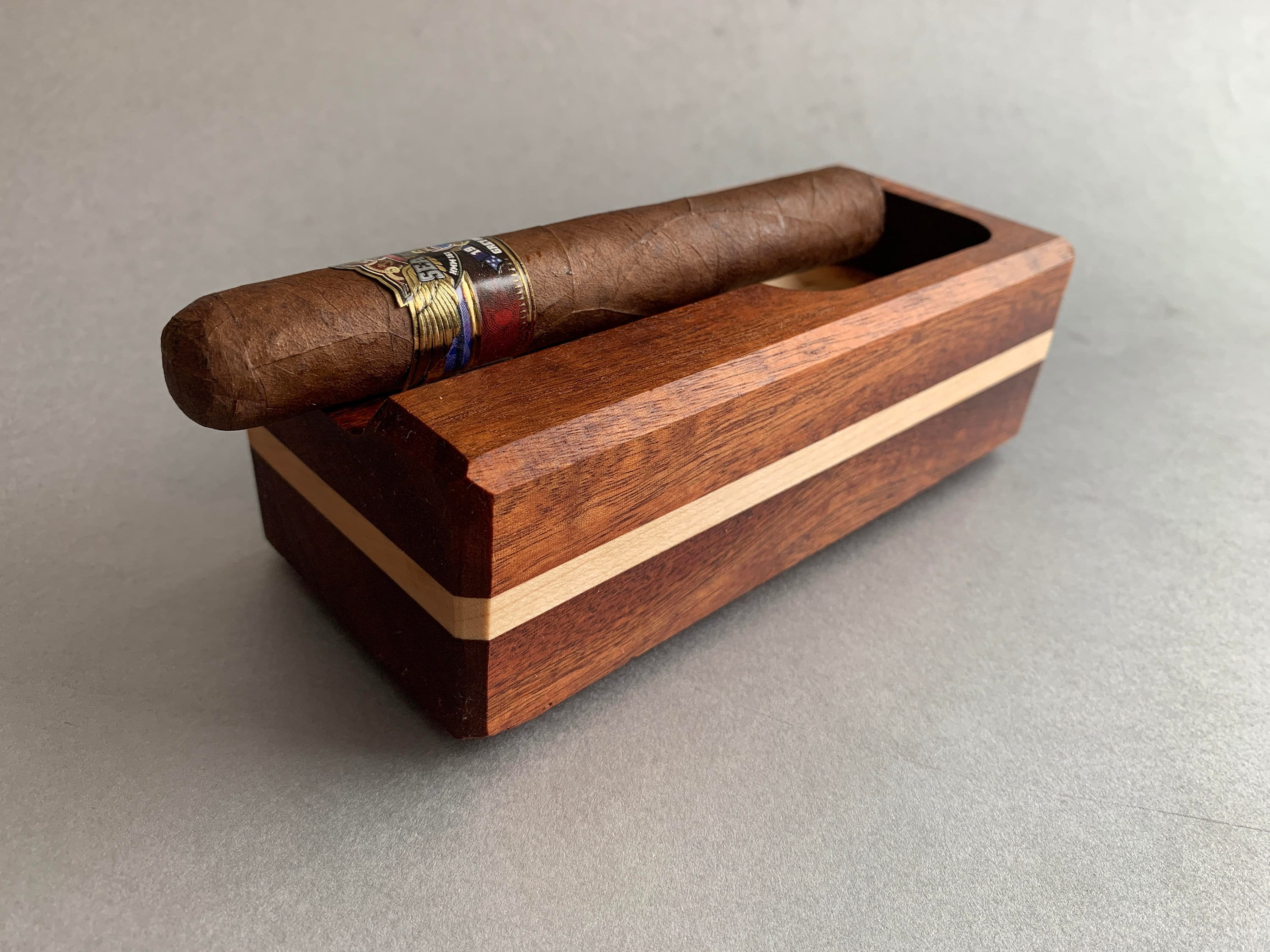 Striped Wooden Cigar Ashtray | Handmade Cigar Holder | Smoking ...