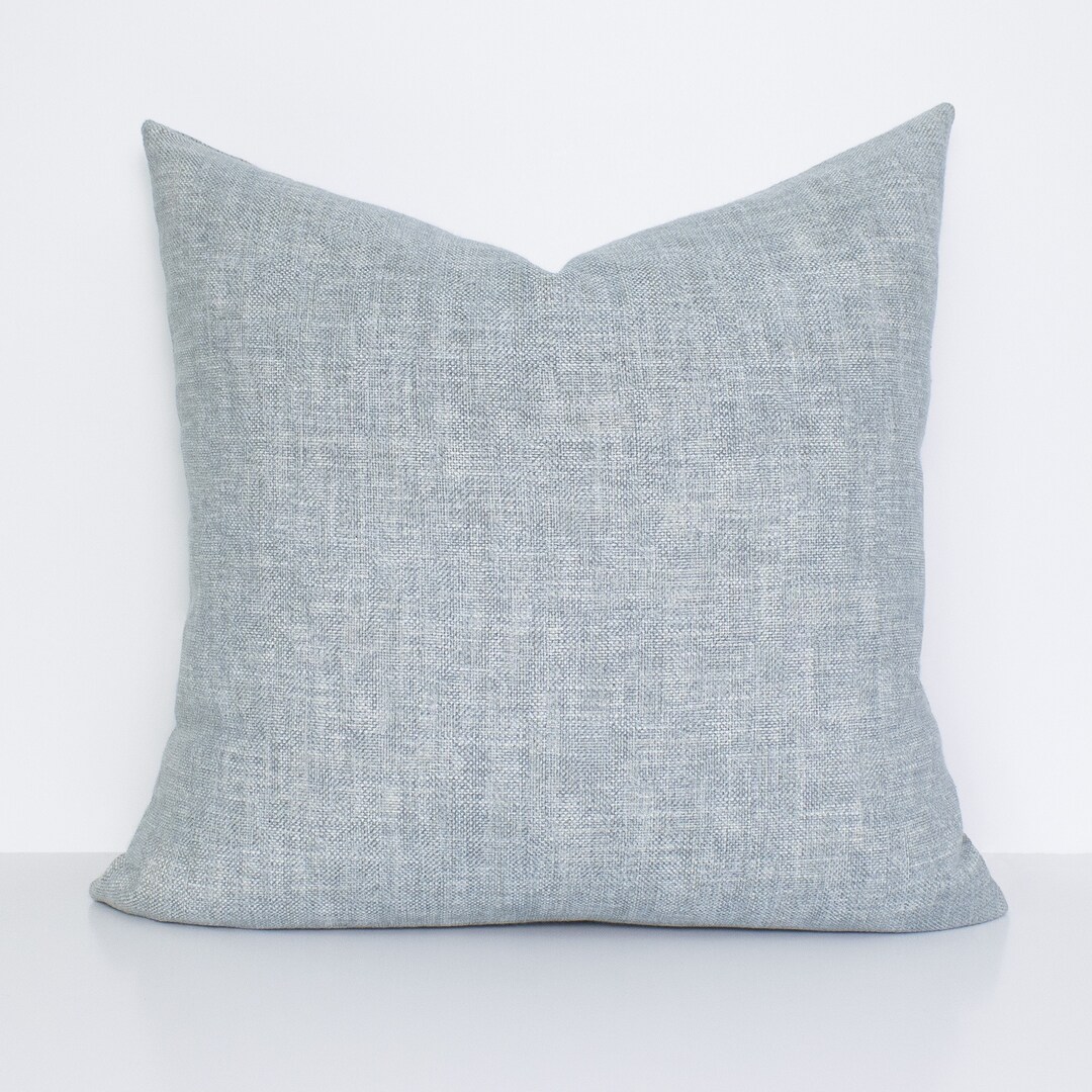 Powder Blue Pillow Cover, Coastal Neutral Accent Sham, Light Blue Solid ...