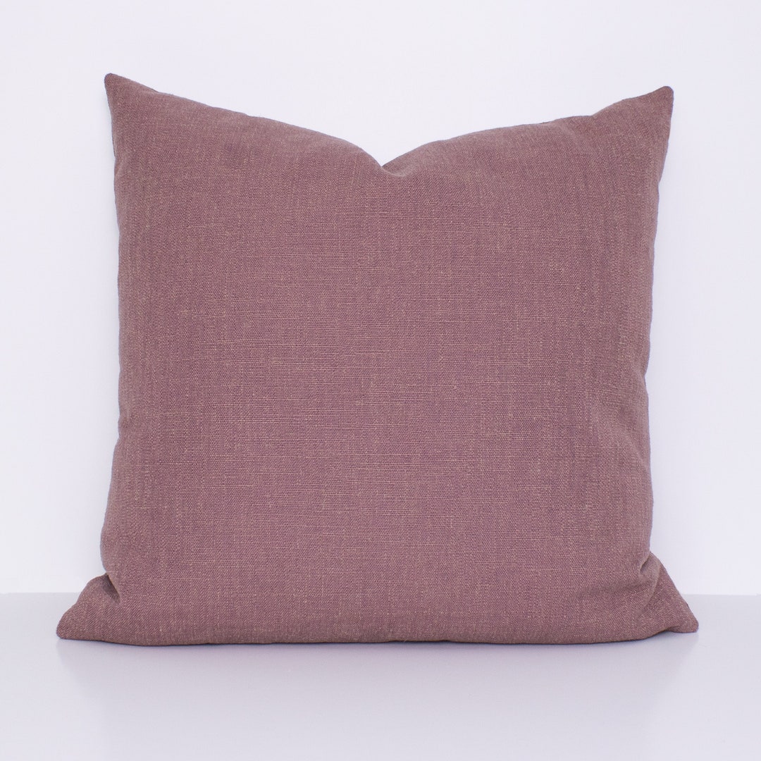 Mauve Purple Throw Pillow, Solid Linen Cover, Berry Pink Cushion,(last ...