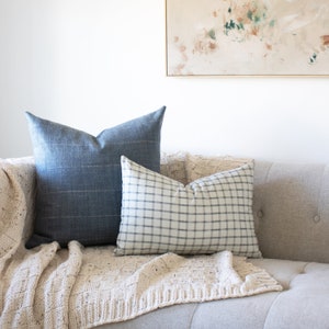 Blue and Gray Pillow Combination, Curated Throw Pillow Collection, Four ...