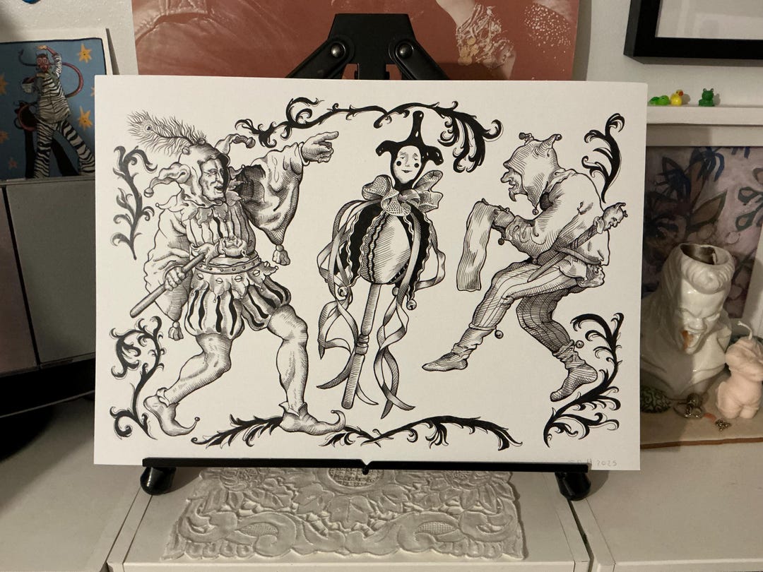 Medieval Jesters Etching Art Print - Etsy