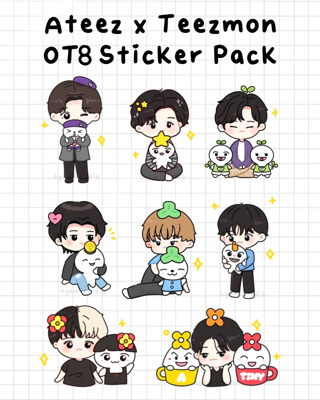 Ateez X Teezmon OT8 Sticker Pack - Etsy