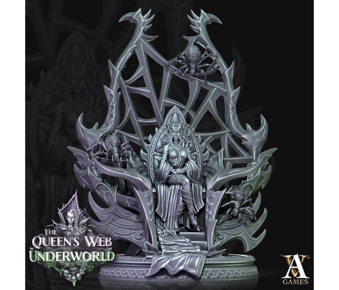 Dark Elf Matriarch 80mm tall throne Fantasy Miniature D&D | Etsy