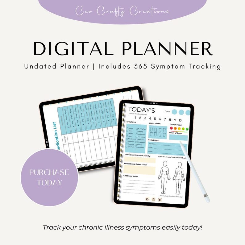 Digital Planner & Symptom Tracker Undated Chronic Illness Planner 2025 ...