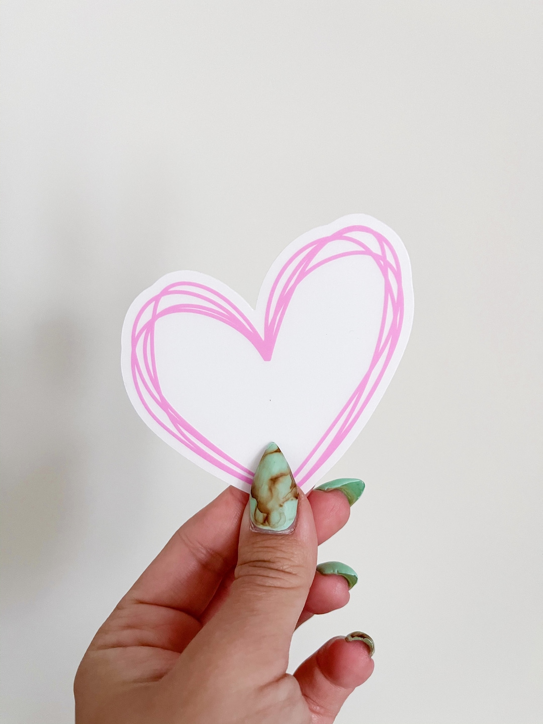 CLEAR Pink Heart Hand Drawn Sticker - Vinyl Sticker Decal - Etsy