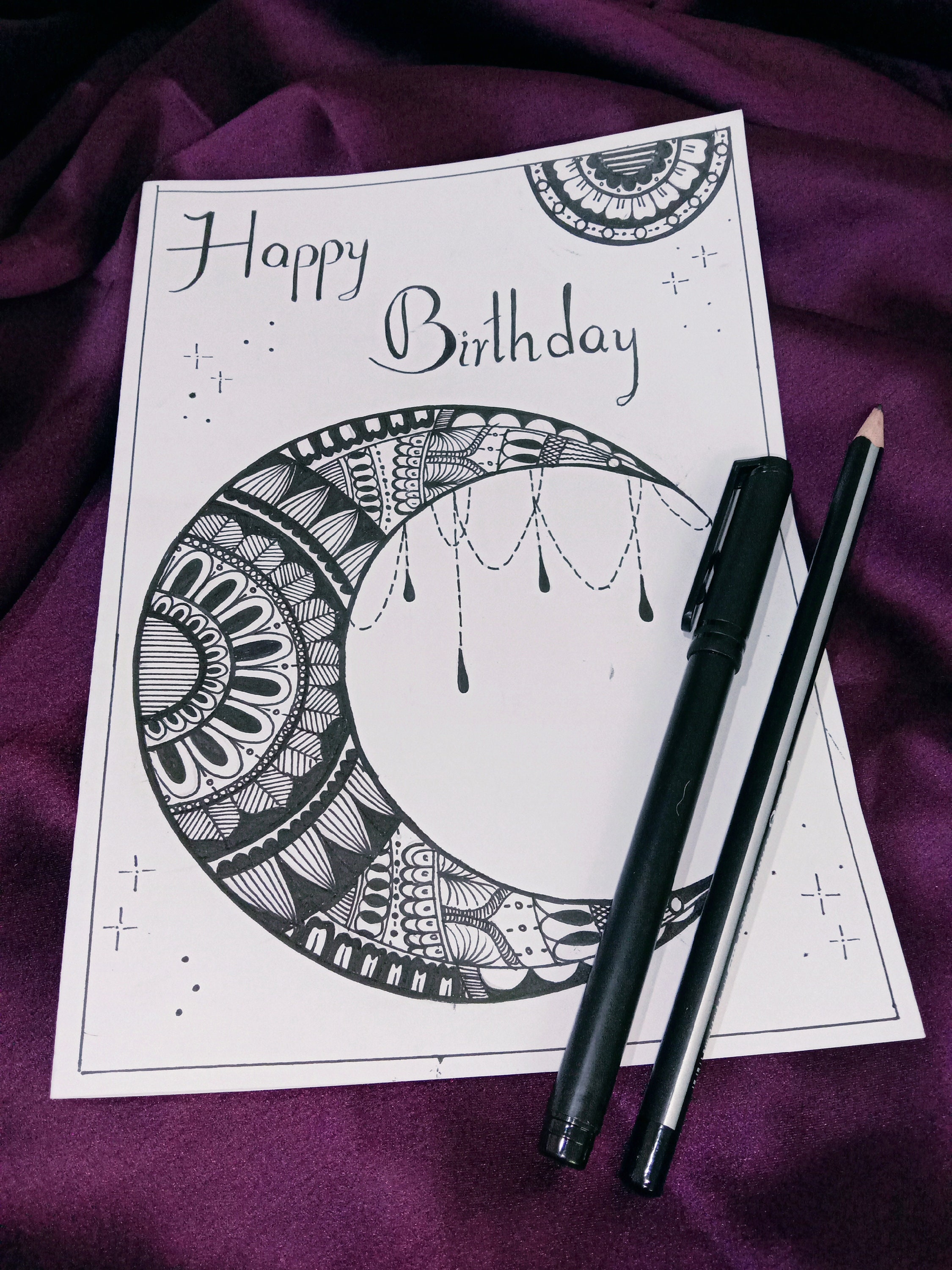 Birthday Card Inprefect Mandala Card Hand Drawn and Printed ...