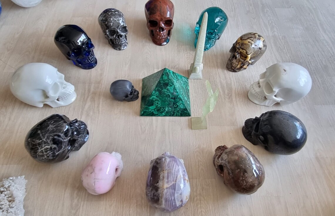 Titan Deep Blue Obsidian (glass) Handcarved Large Crystal Skull ...