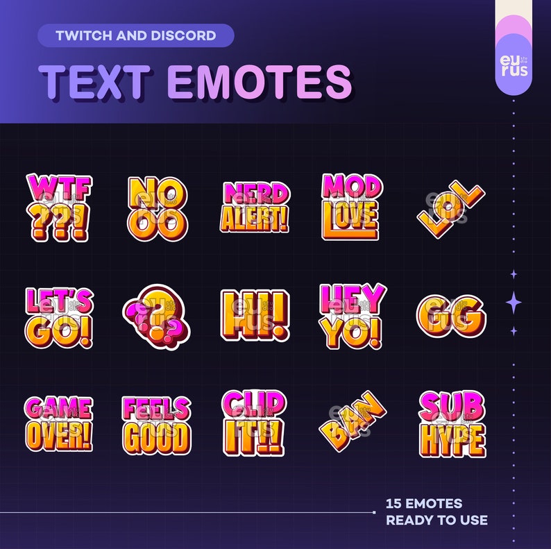 15 Pink Twitch Text Emotes and Discord Emotes Bundle / Pack / Set - Etsy