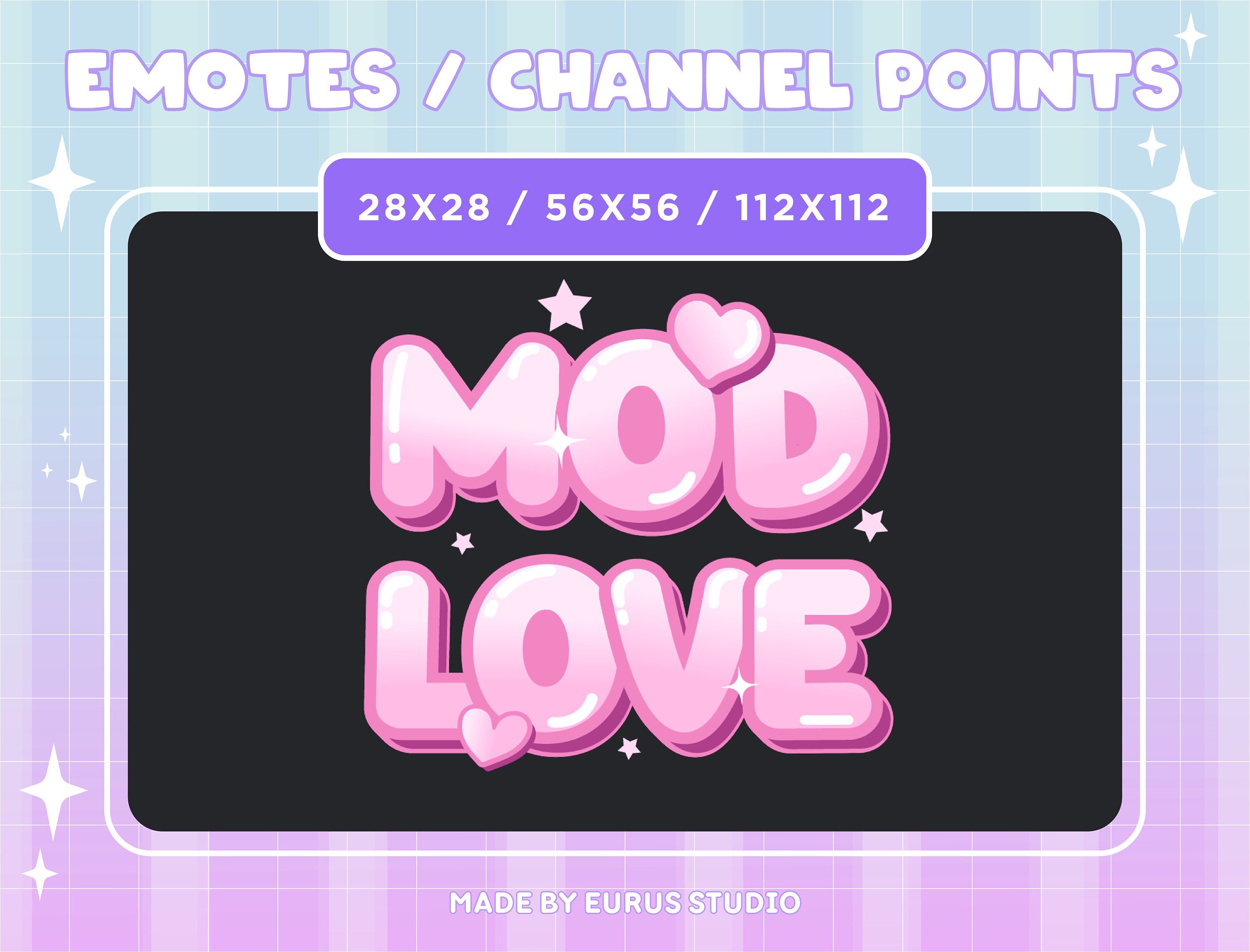 Pastel Pink Mod Love Twitch Emote / Bit Badges / Rainbow / Emote / Cute ...