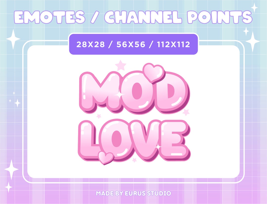 Pastel Pink Mod Love Twitch Emote / Bit Badges / Rainbow / Emote / Cute ...