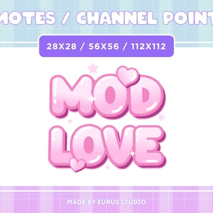 Pastel Pink Mod Love Twitch Emote / Bit Badges / Rainbow / Emote / Cute ...