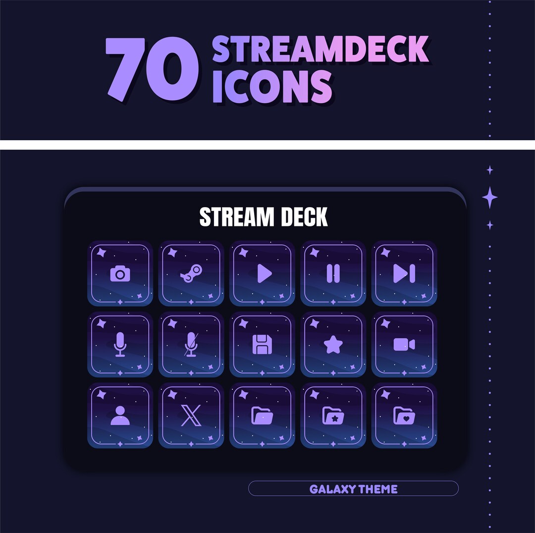 Galaxy Streamdeck Icon Set | 70+ Cute Galaxy Icon Pack for Elgato Streamdeck | Twitch Streamer ...