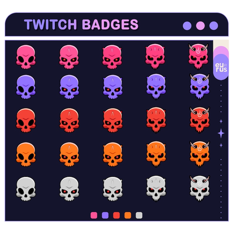 Skull Sub Badges for Twitch | Twitch Sub & Bit Badges | Loyalty Badges ...