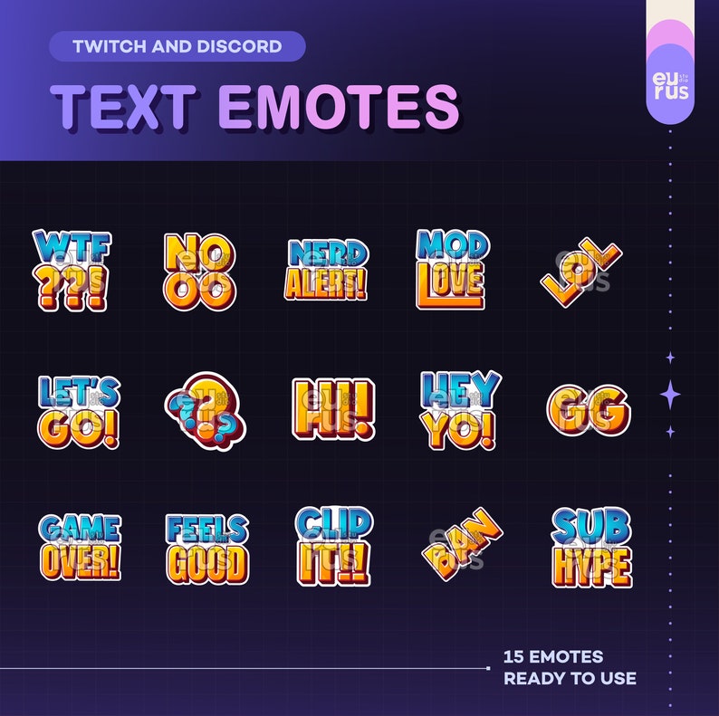 15 Blue Twitch Text Emotes and Discord Emotes Bundle / Pack / Set - Etsy