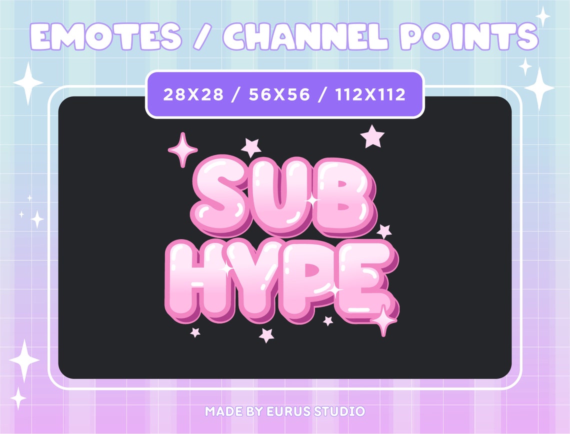 Pastel Pink Sub Hype Twitch Emote / Bit Badges / Rainbow / Emote / Cute ...