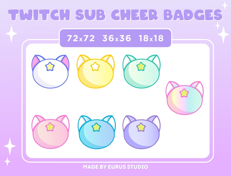 Twitch Badges Cute Star Kitty Collection / Bit Badges / - Etsy