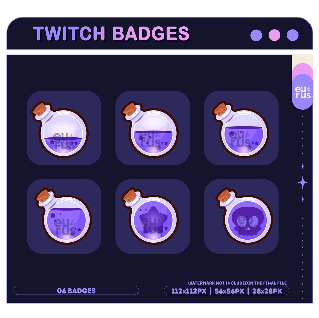 Purple Potion Twitch Badges Collection / Bit Badges / Emote / Cute Sub ...
