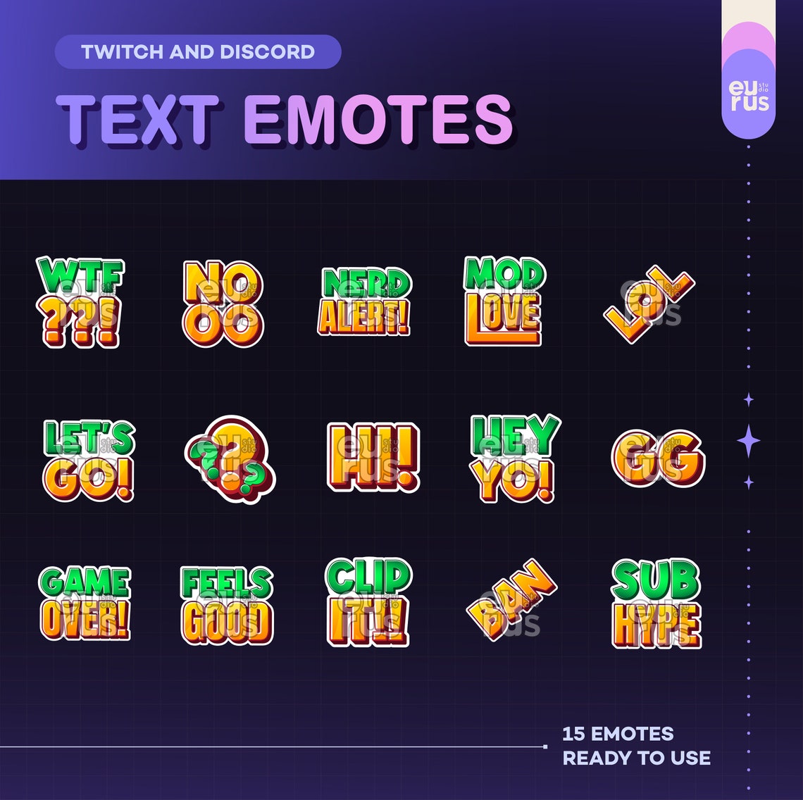 15 Green Twitch Text Emotes and Discord Emotes Bundle / Pack / Set - Etsy