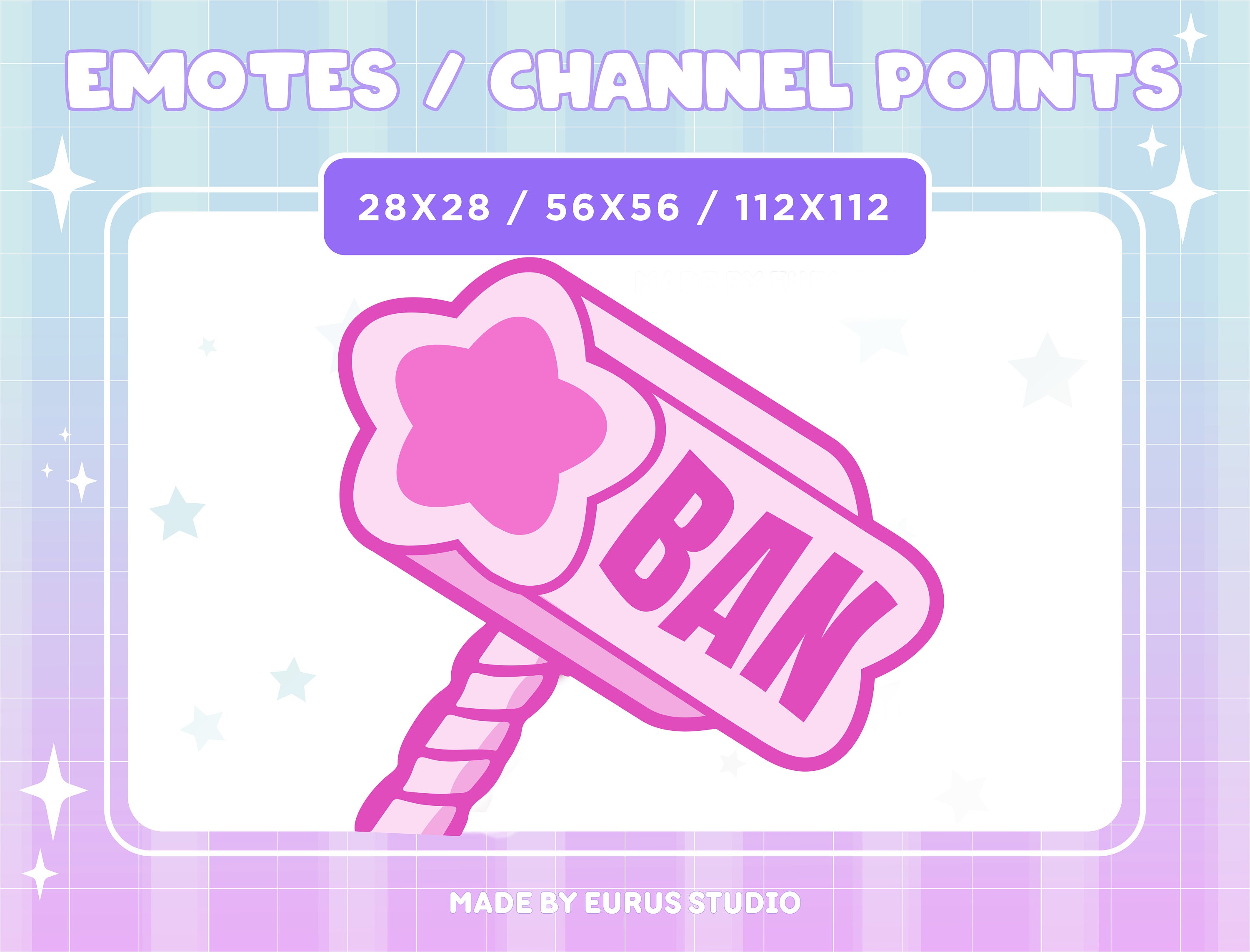 Pink Star Ban Hammer Emotes/ Twitch Emote / Emote / Cute Sub Badges ...