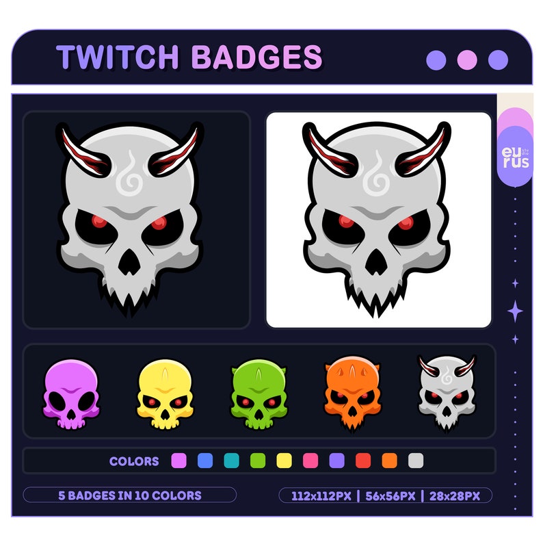 Skull Sub Badges for Twitch | Twitch Sub & Bit Badges | Loyalty Badges ...