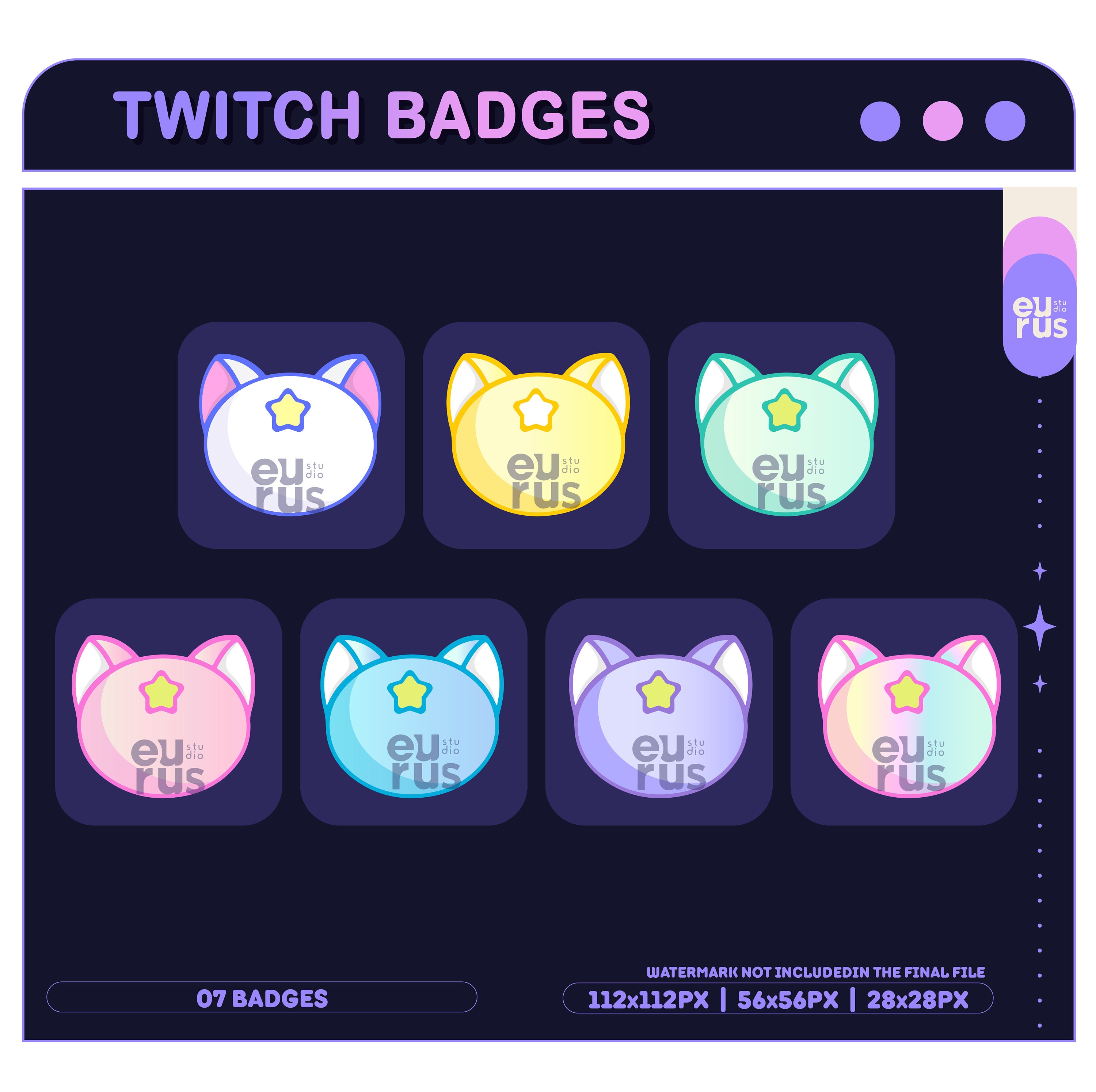 Twitch Badges - Cute Star Kitty Collection / Bit Badges / Rainbow ...