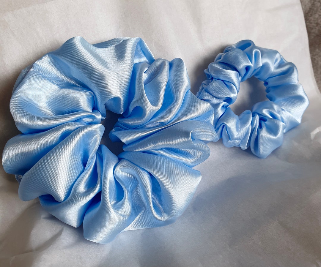 Baby Blue Silky Satin Hair Scrunchie Mini & Large Size - Etsy UK