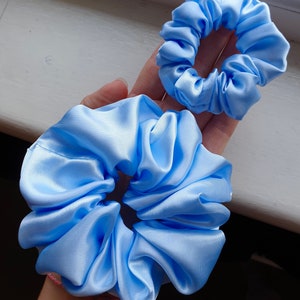 Baby Blue Silky Satin Hair Scrunchie Mini & Large Size - Etsy UK