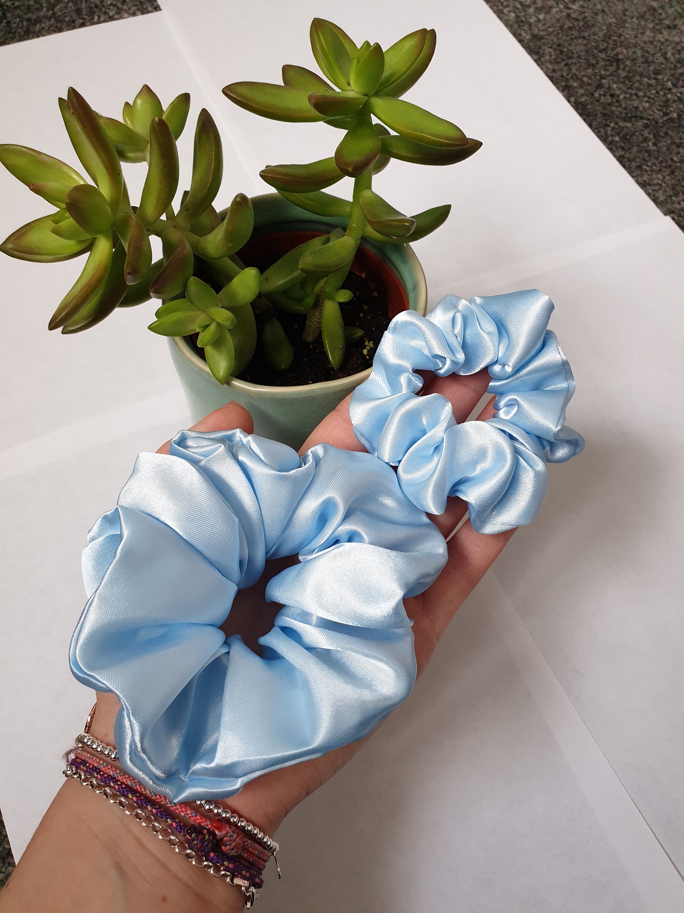 Baby Blue Silky Satin Hair Scrunchie | Etsy
