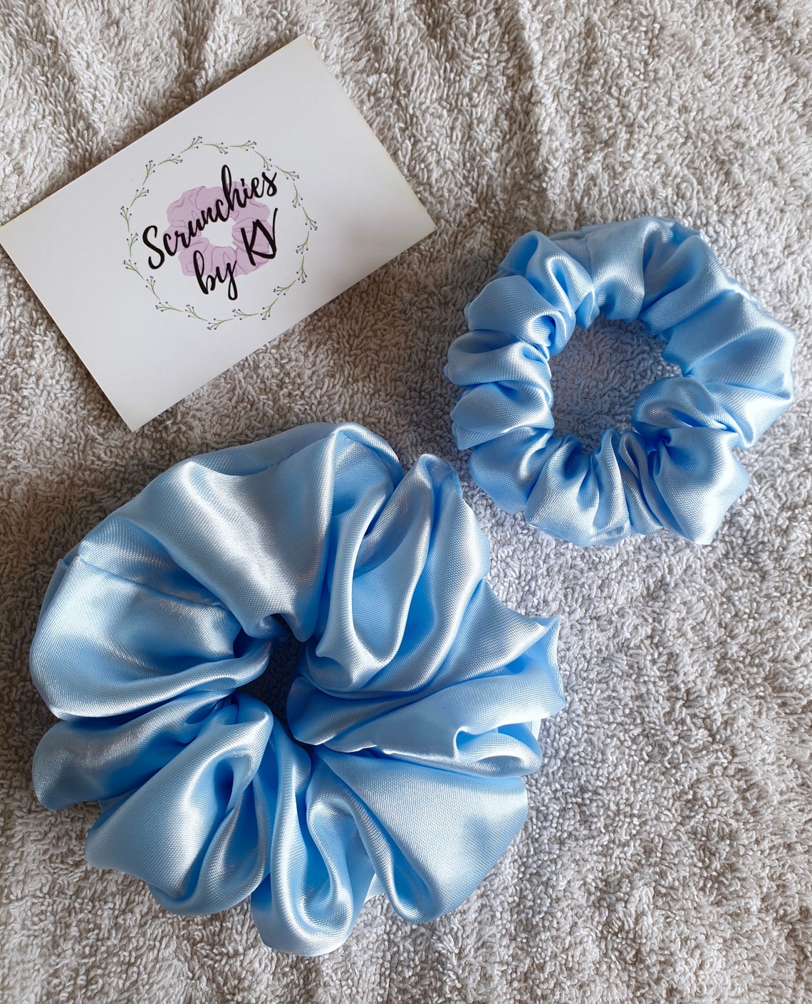 Baby Blue Silky Satin Hair Scrunchie Mini & Large Size | Etsy UK