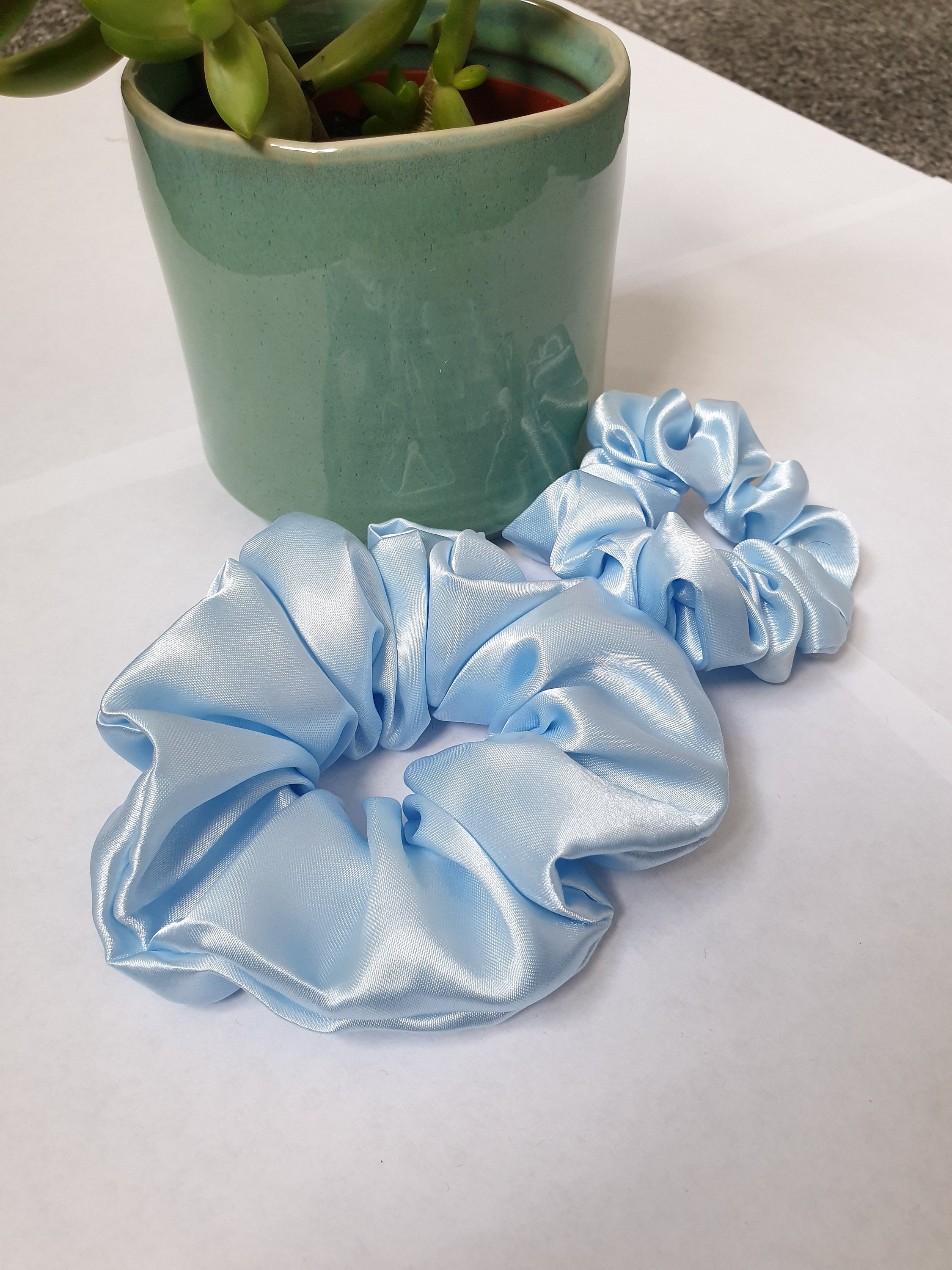 Baby Blue Silky Satin Hair Scrunchie | Etsy