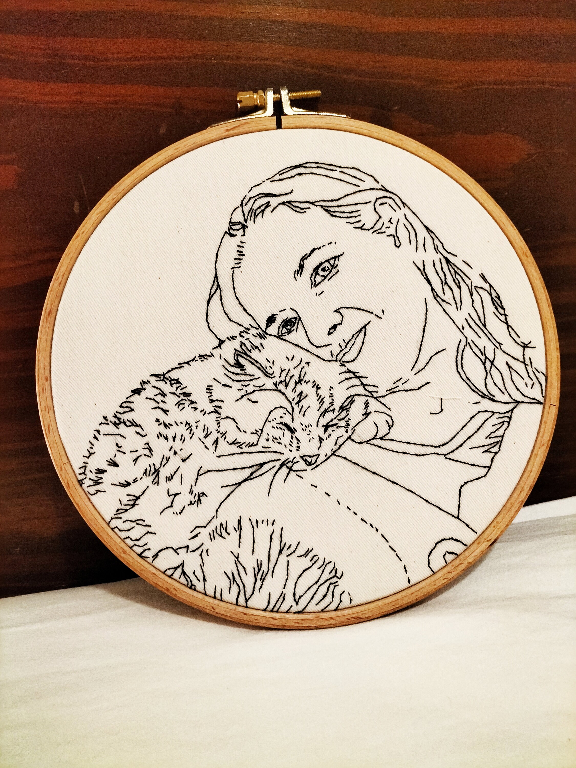 Embroidered Custom Portrait - Black and White - Outlined Stitched ...