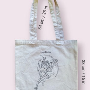 100% Organic Cotton Tote Bag With Hand Embroidery Star Sign and Tarot ...