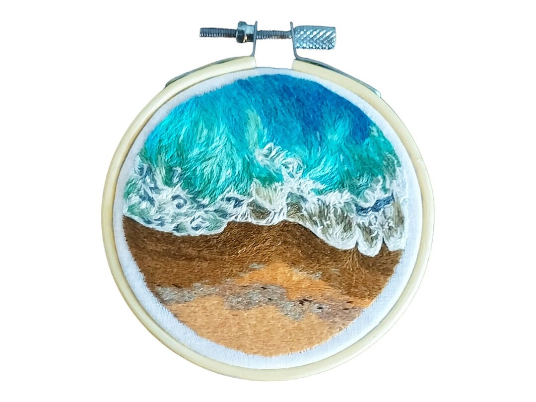 Mediterranean Landscape, Hand Embroidery on Organic Cotton, Thread ...