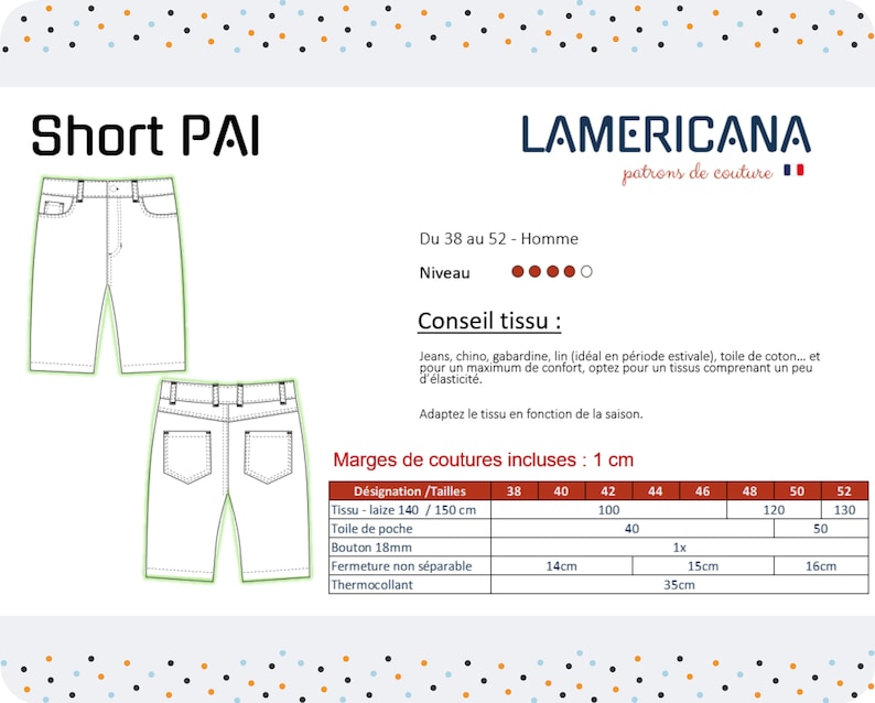 Men's Bermuda Shorts PAI - PDF Sewing Pattern - Sizes 38 -> 52 - Etsy