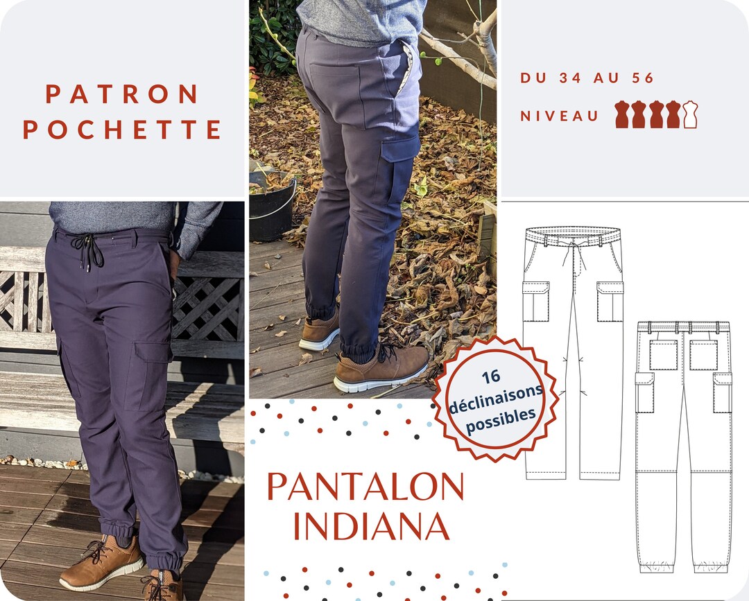 INDIANA Men's Pants - Pocket Sewing Pattern - Sizes 34 -> 56 - Etsy ...