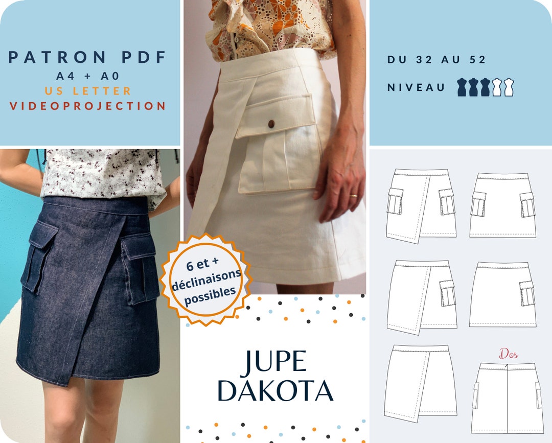 DAKOTA Skirt - Sewing Pattern - From 32 to 52 (french Sizes) - PDF ...