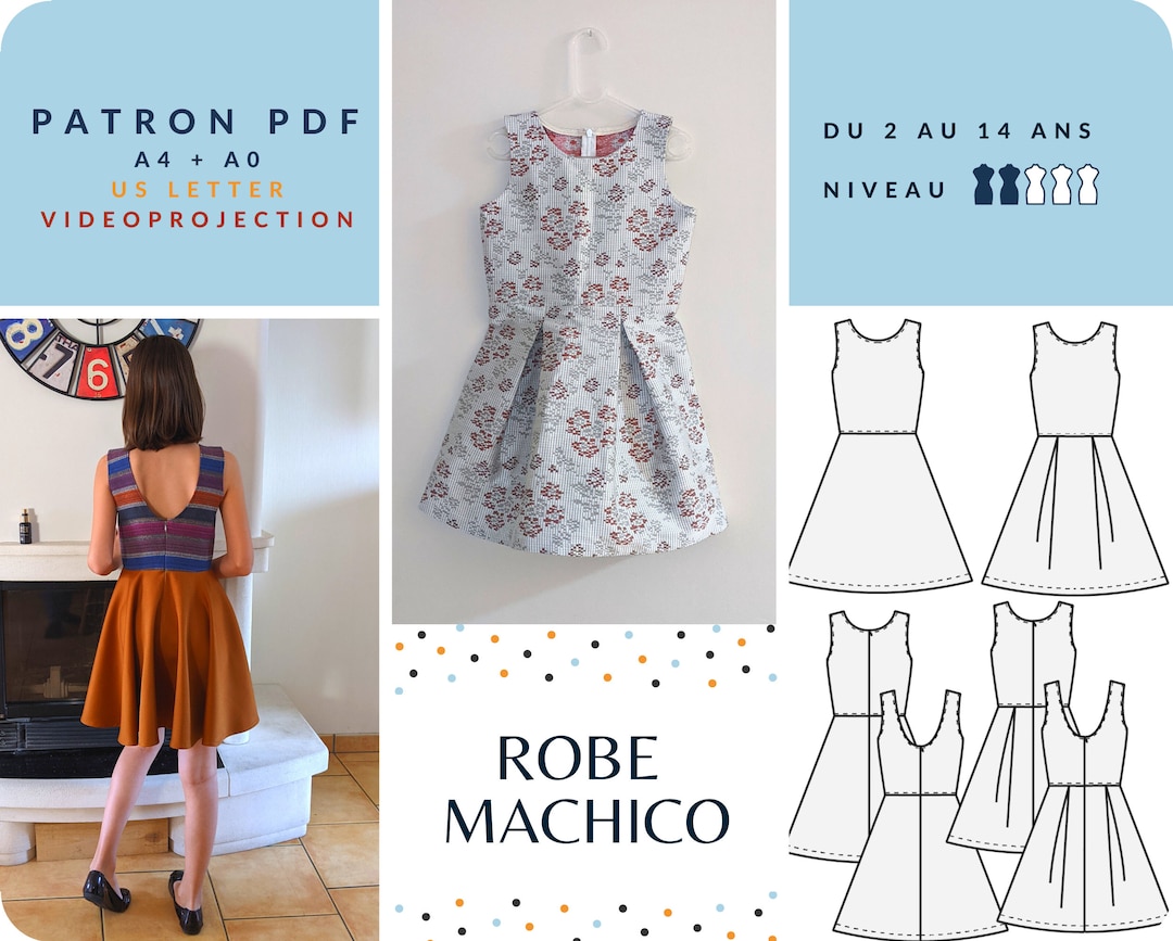 MACHICO Children's Dress - Sewing Pattern PDF - Sizes 2 to 14 Years - Etsy