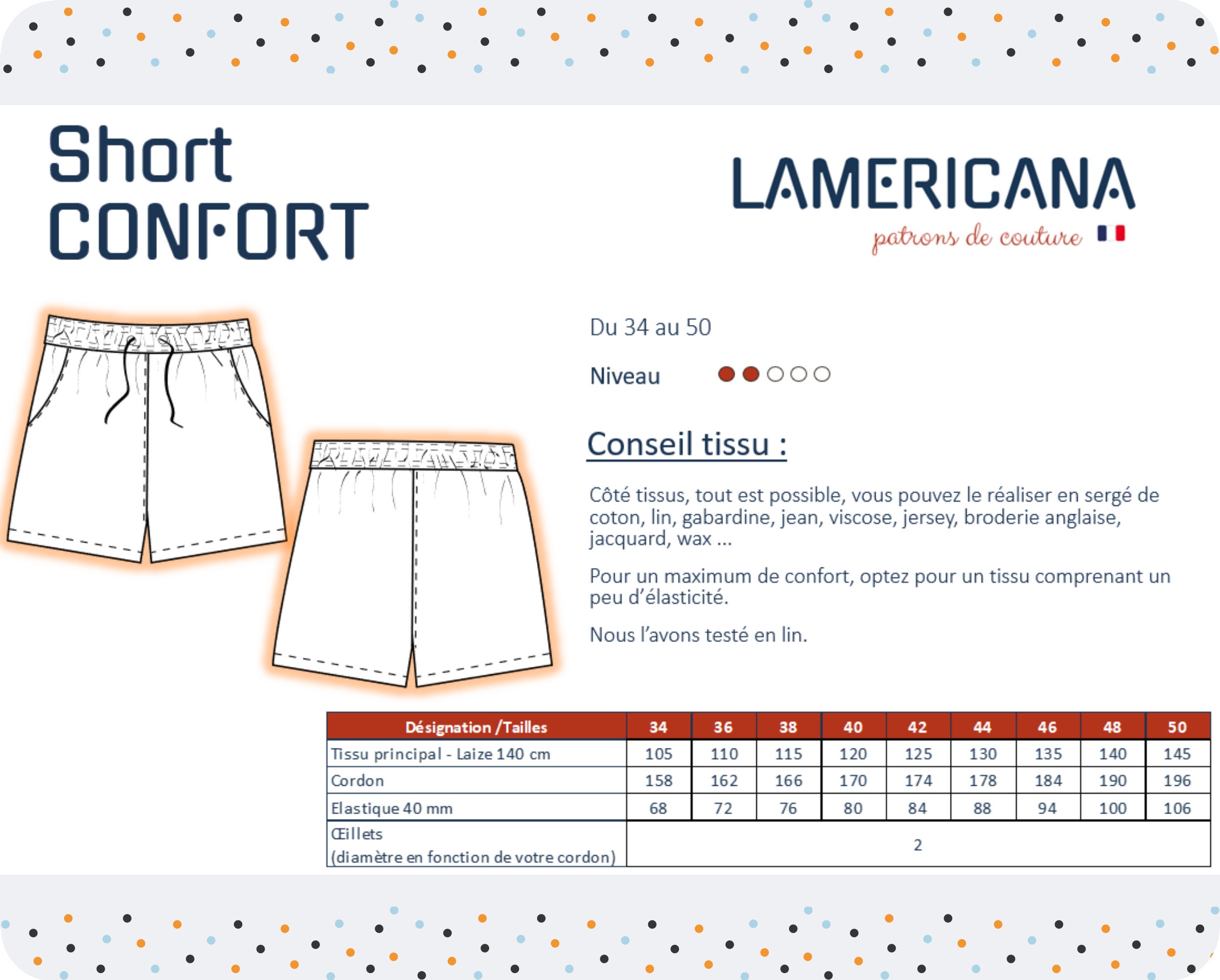 Short CONFORT Femme Patron de couture PDF Tailles 34 | Etsy