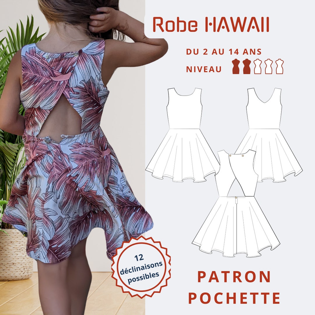 HAWAII Children's Dress Paper Sewing Pattern pouch Sizes From 2 to 14 ...