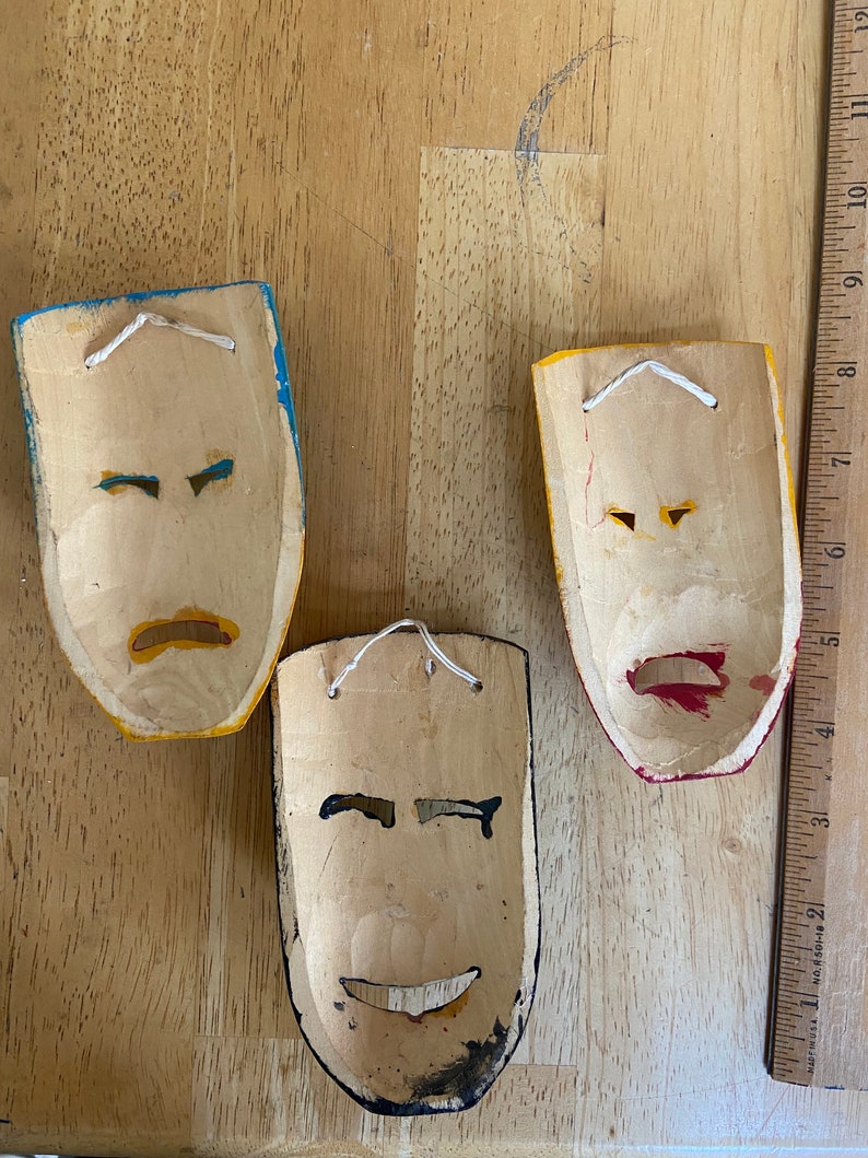 Three Small Danza Masks From Mexico - Etsy