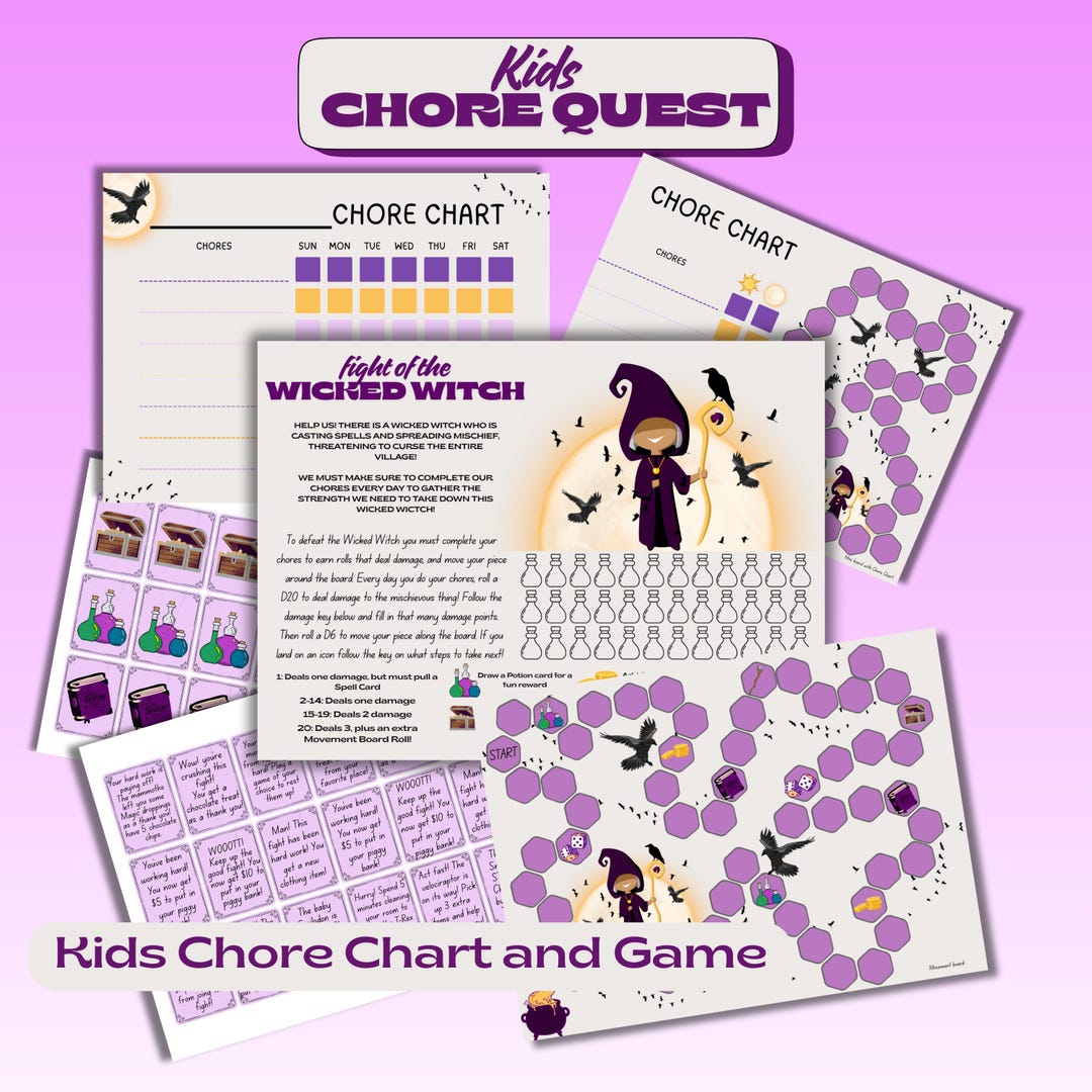 Dnd Kids Style Chore Chart | Kids Chore Quest | Printable Chore Chart ...