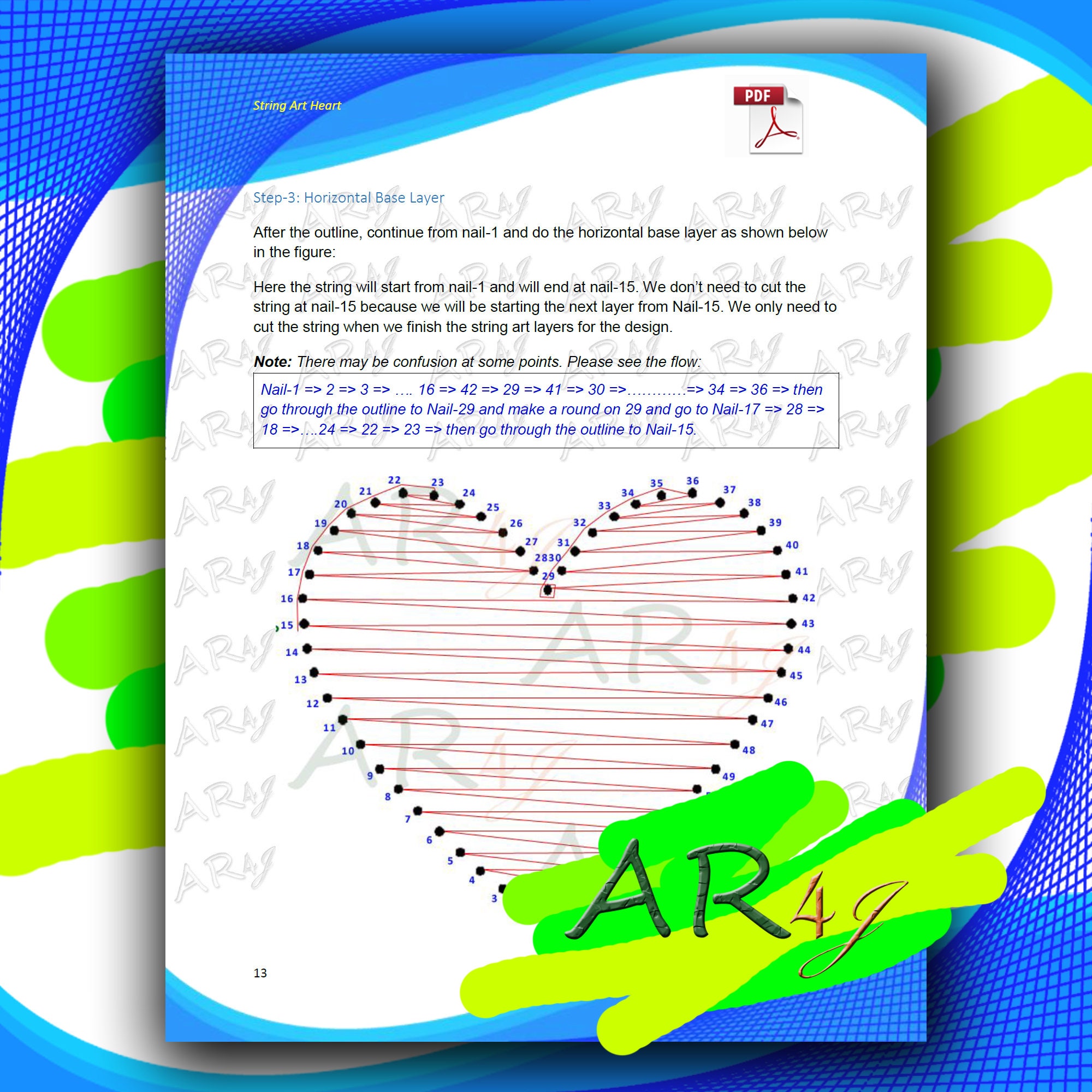 String Art Heart Template | Stringart Template | Stringart Heart DIY ...
