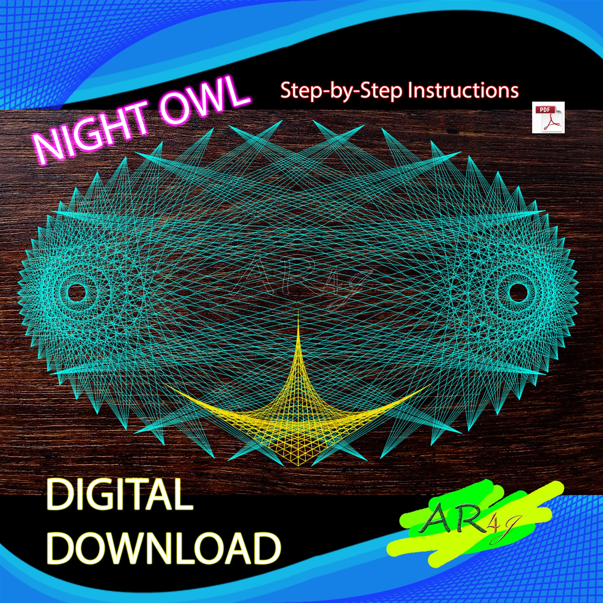 String Art Night Owl DIY String Art Step by Step Instructions to Make String Art Design ...