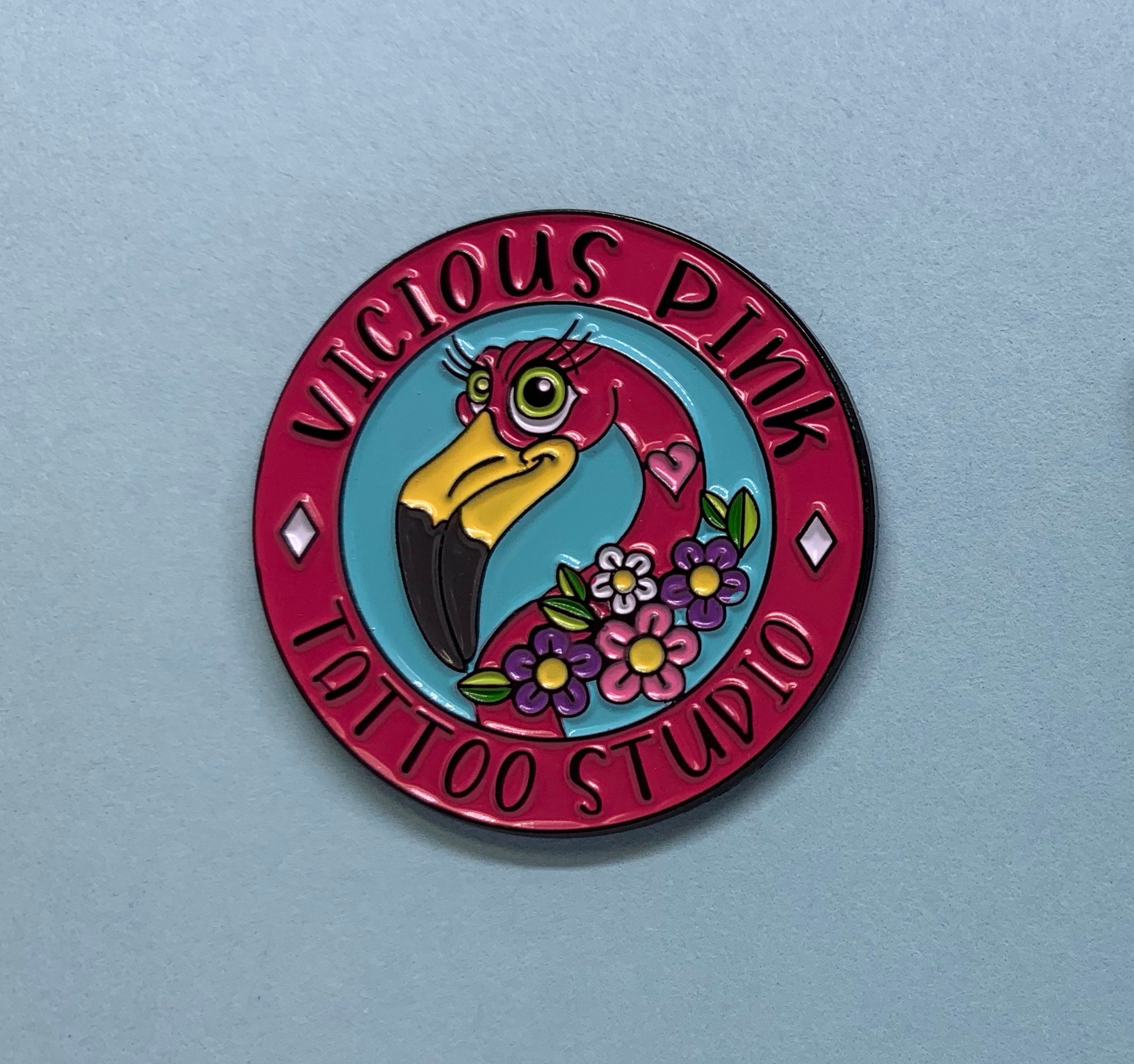 Vicious Pink Flamingo Enamel Pin Badge - Etsy UK