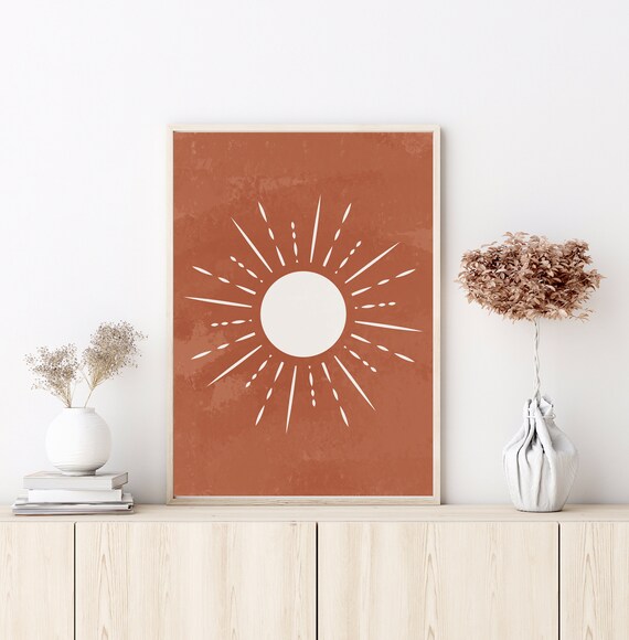 Abstract Print Sun Art Print Boho Art Poster Minimalist | Etsy