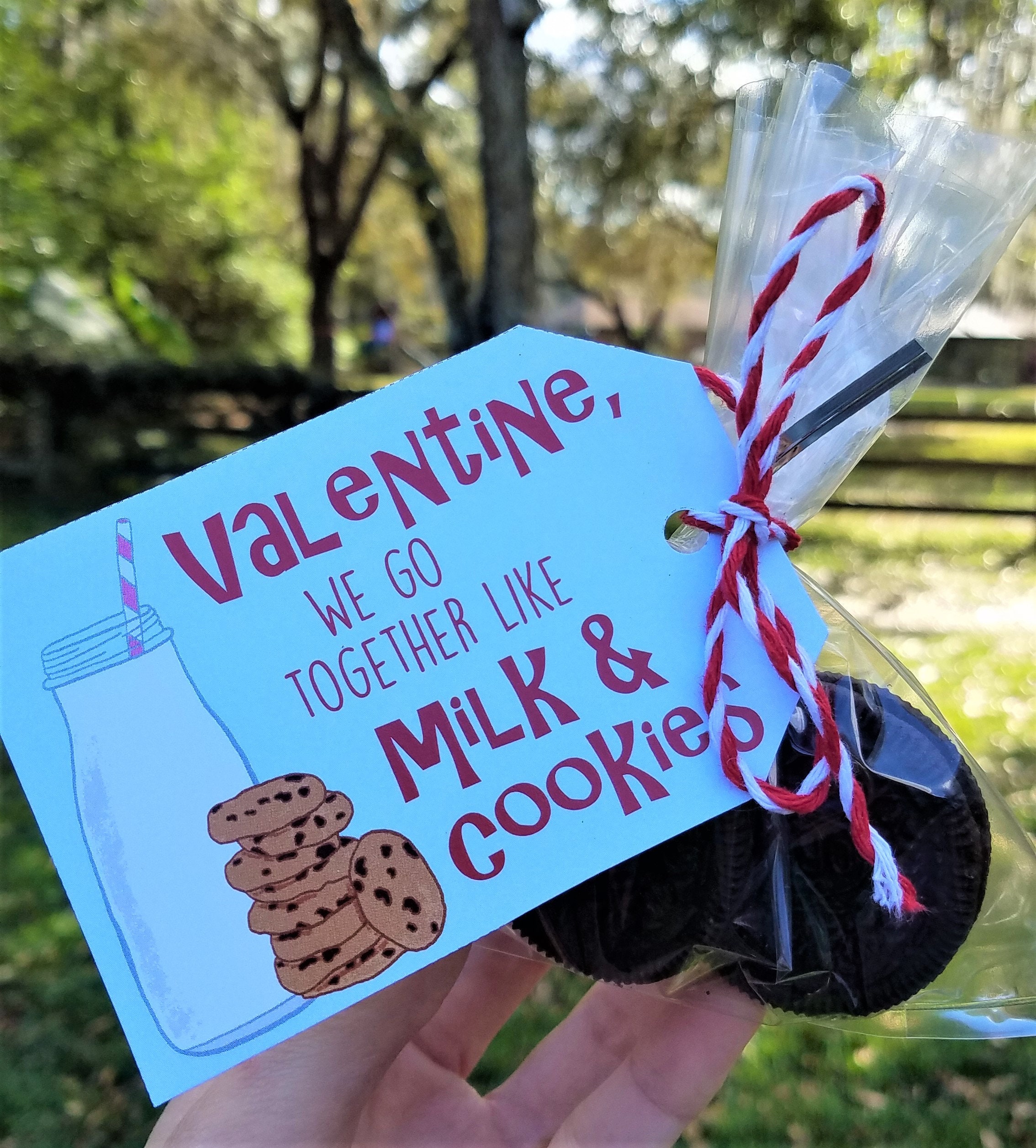 Printable Valentine | We Go Together Like Milk and Cookies | Treat Bag ...