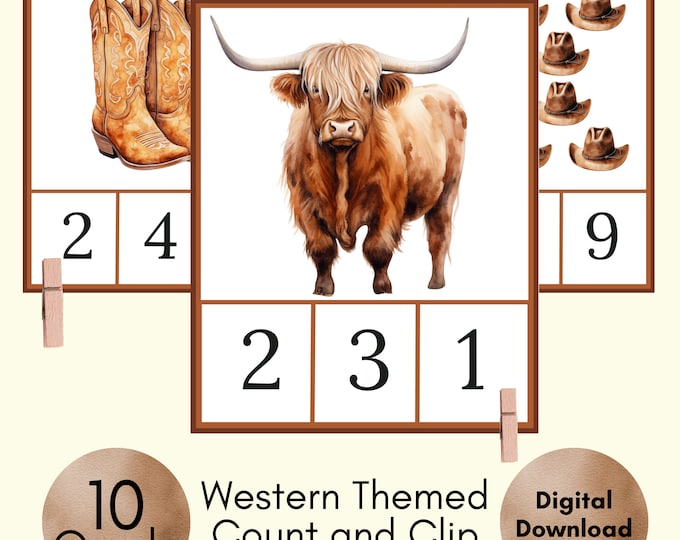 Western Themed Count and Clip Cards, Homeschool and Early Education ...
